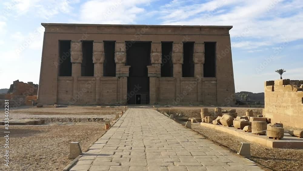 The ruins of the beautiful Temple of Dendera or the Temple of Hathor ...