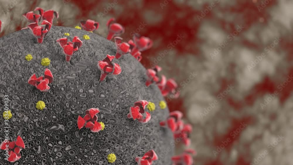 Coronavirus. Macro animation of realistic virus cell. Covid-19 ...