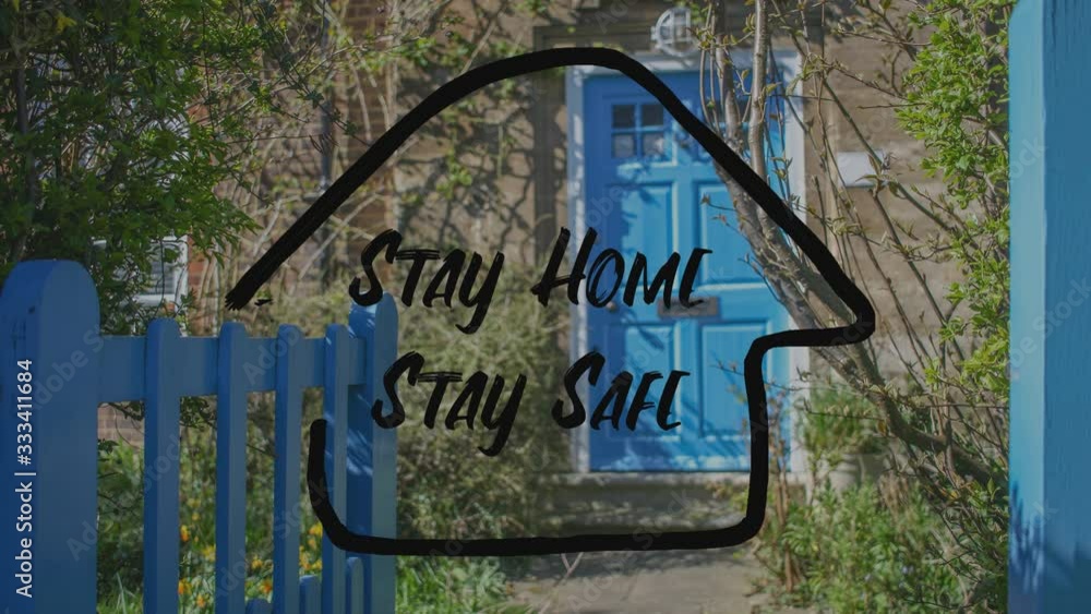 Video Stock Animated Stay safe, stay inside home overlays appearing on ...