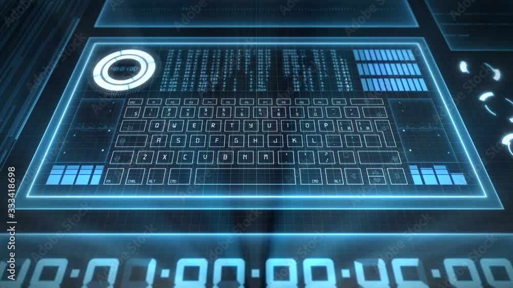 3D HUD display with the camera slowly panning to the HUD, showing a ...