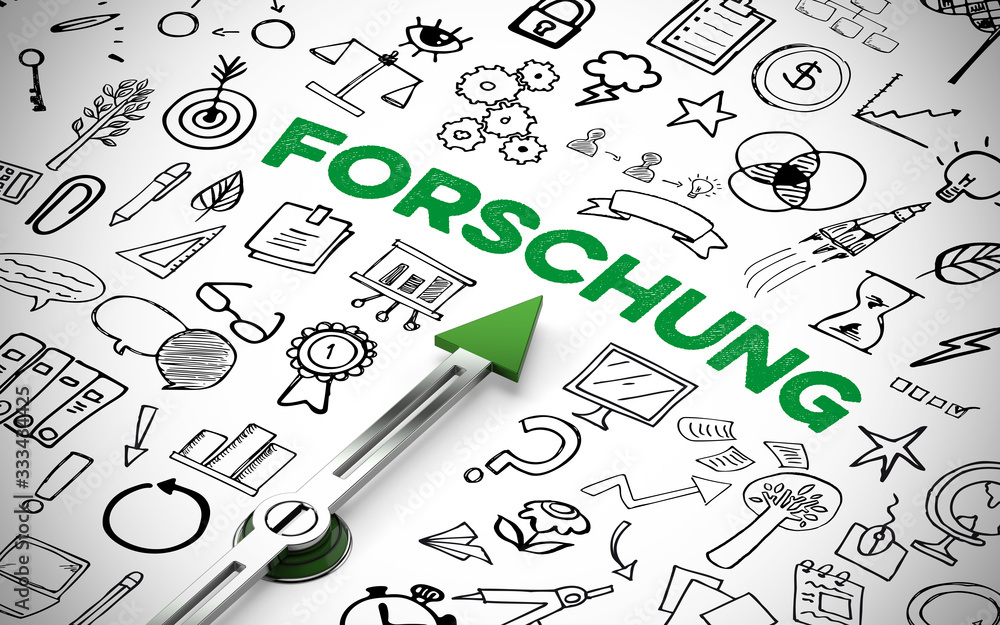 Forschung Konzept mit Kompass und Schriftzug Stock Illustration | Adobe ...