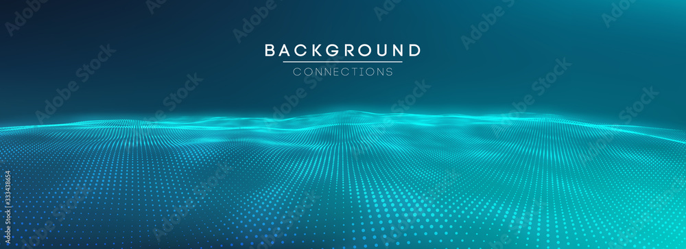 Network connection concept blue vector illustration. Futuristic hexagon ...