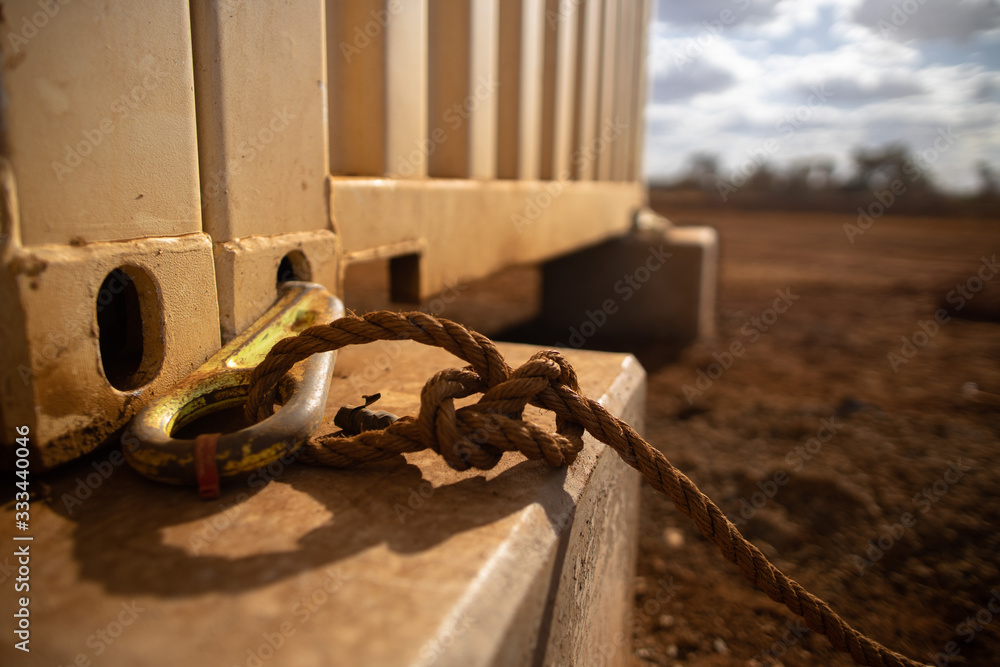 Safety workplace crane safety tag line attached into 2.5 ton pig ears ...