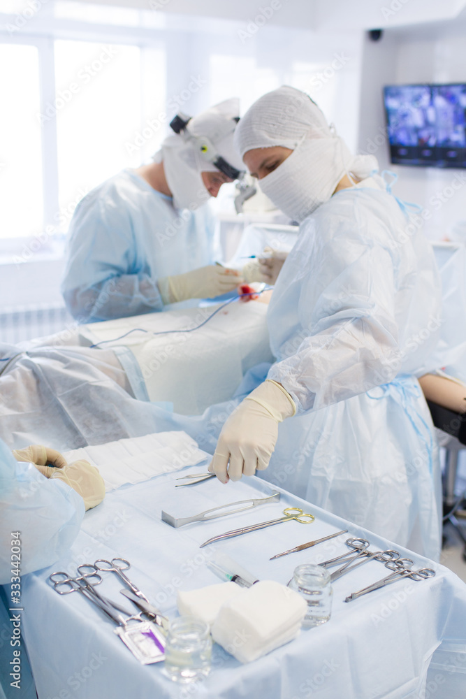 Medical Team Performing Surgical Operation in Modern Operating Room ...