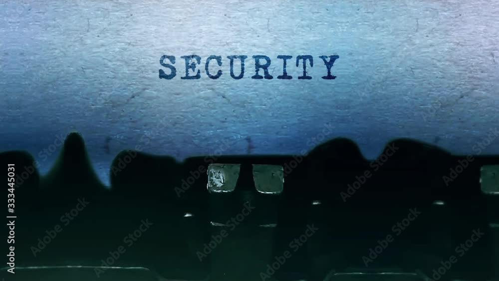 Security Word closeup Being Typing and Centered on a Sheet of paper on ...