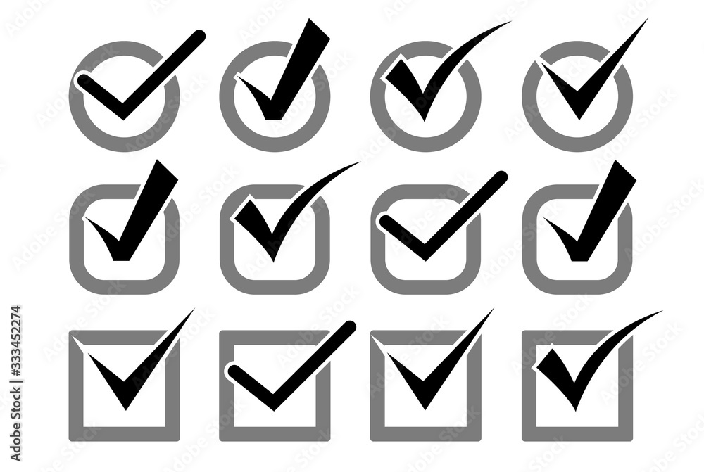 Set of black grossy and black flat check mark. Check mark icons ...