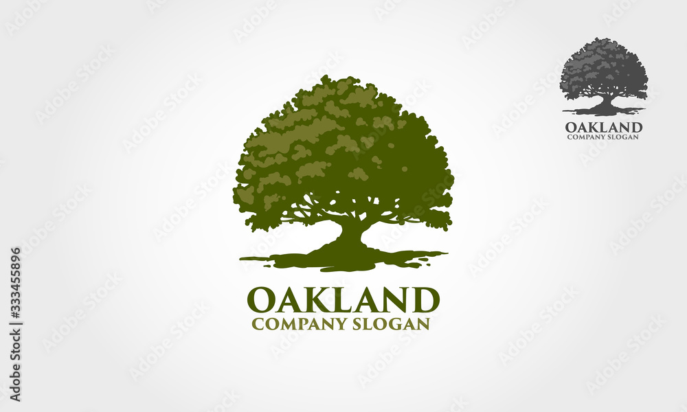 Oak Land Vector Logo. Vector silhouette of a tree. The tree is symbol ...