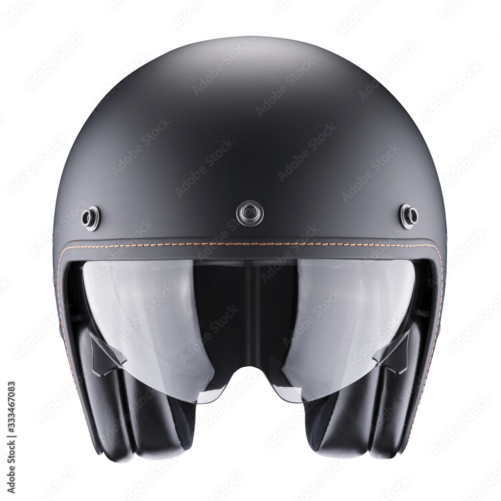 Black Open Face Modern Motorcycle Helmet Isolated on White. Cruiser ...