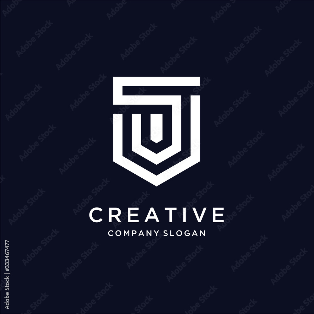 Abstract letter S V shield logo design template, logo monogram ...