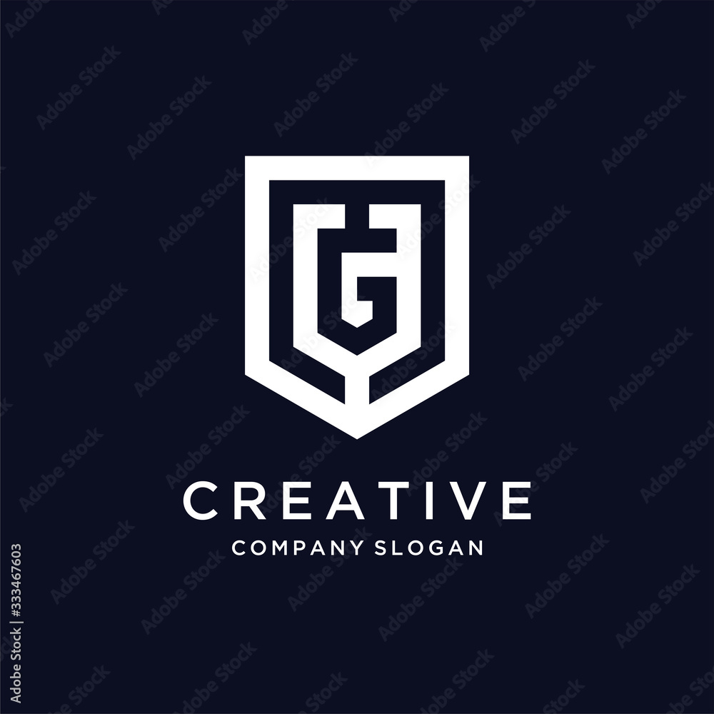 Abstract letter M G shield logo design template, logo monogram ...
