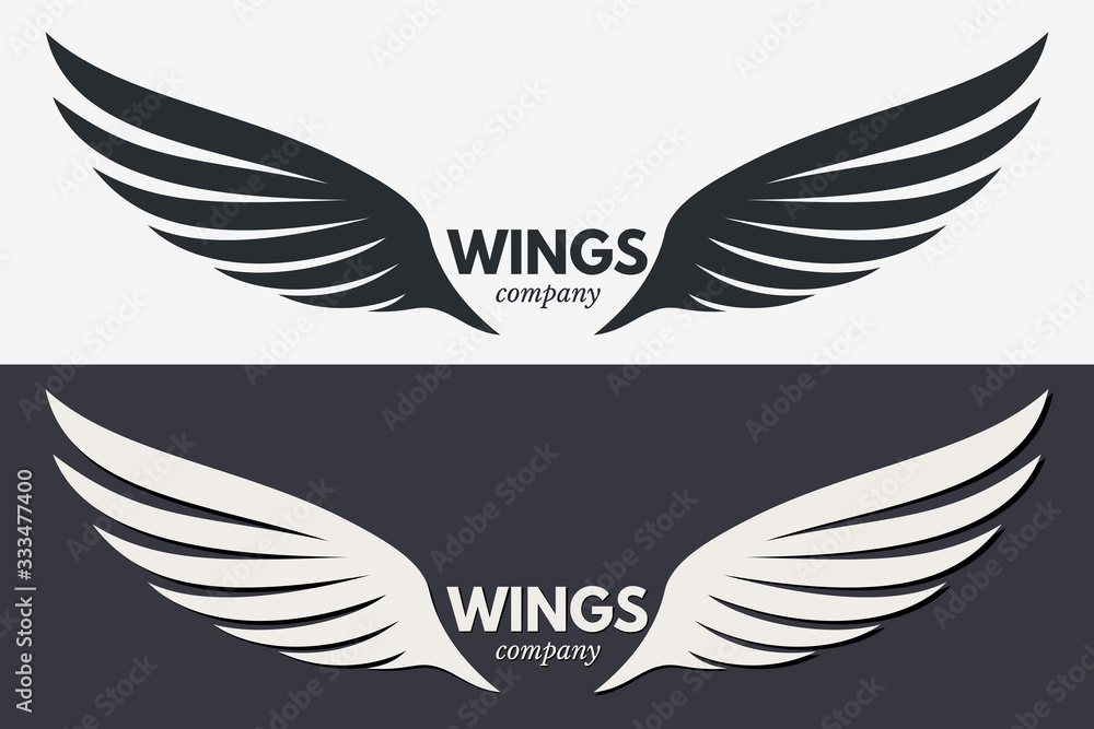 Winged Emblem for Your Company. Wing Silhouette for Tattoo, Logo or ...