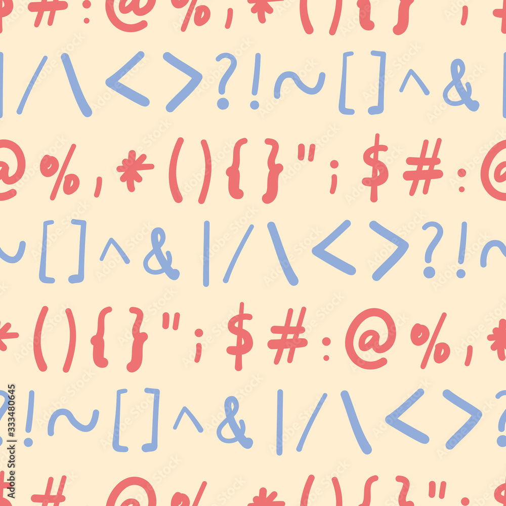 Typographic marks and signs vector repeat pattern. Hand written special ...