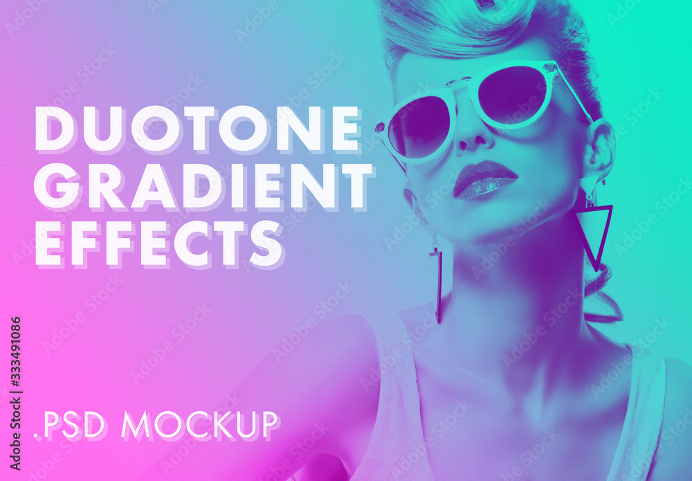 Duotone Gradient Photo Effect Mockup Set Stock Template | Adobe Stock