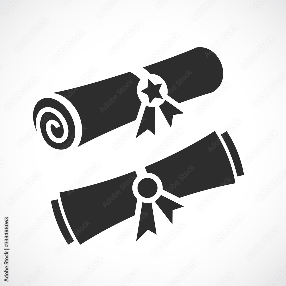 Graduation diploma vector icon Stock Vector | Adobe Stock