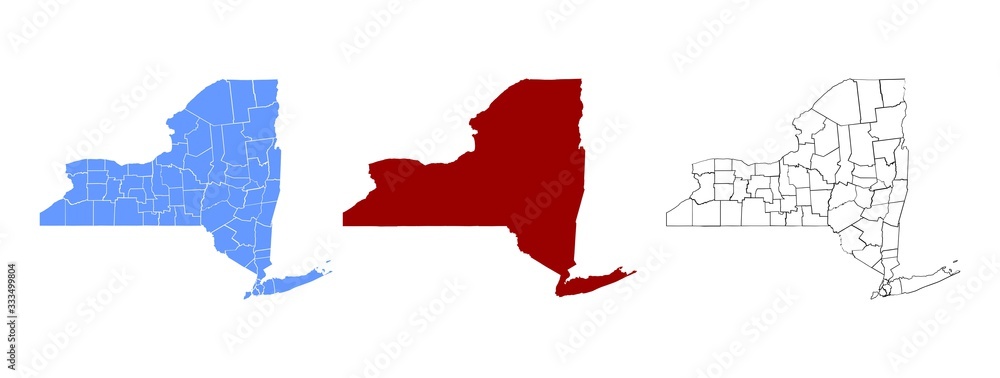 New York Administrative Map - Blank map of New York State With Border ...