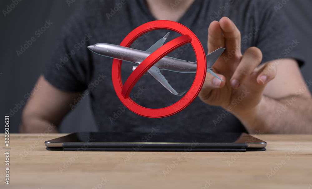 No flying symbol on white background with prohibit sign vector on ...
