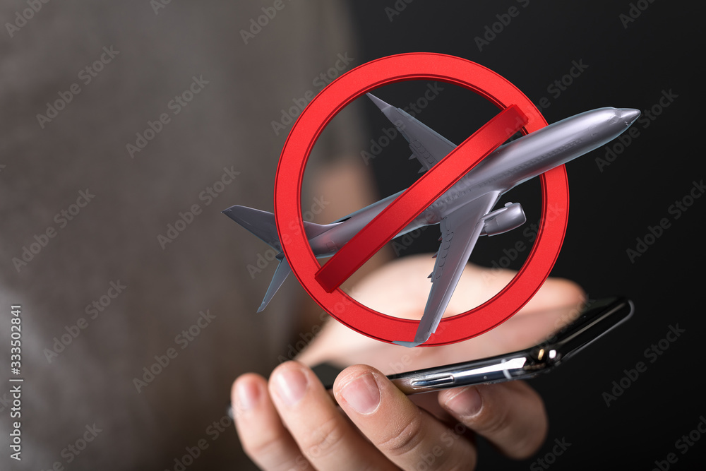 No flying symbol on white background with prohibit sign vector on ...