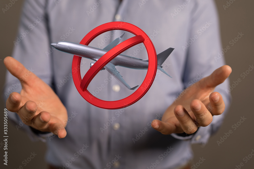 No flying symbol on white background with prohibit sign vector on ...