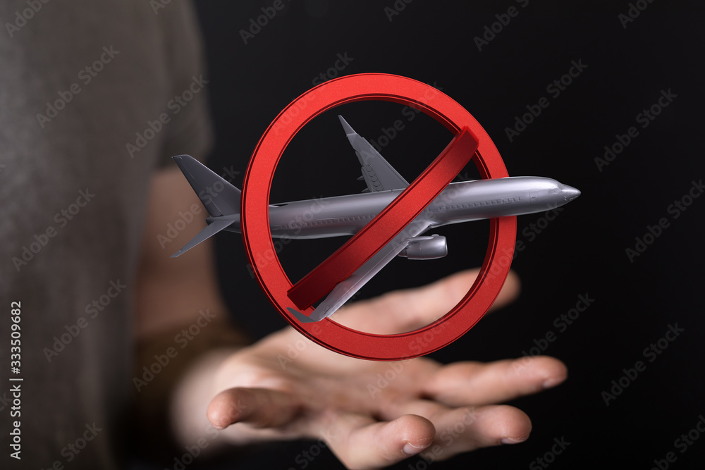 No flying symbol on white background with prohibit sign vector on ...
