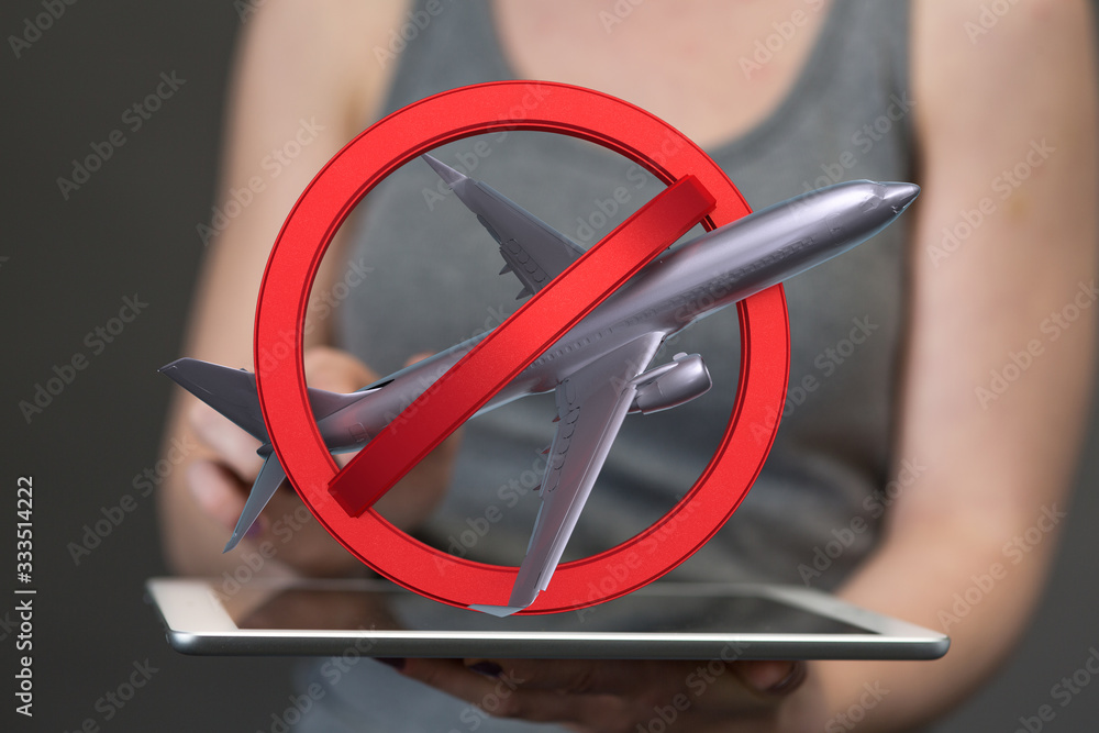 No flying symbol on white background with prohibit sign vector on ...