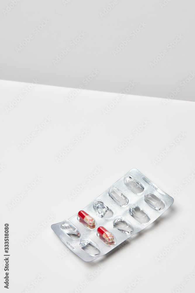 Empty pill box. Pills for the treatment of viral infections. Influenza ...