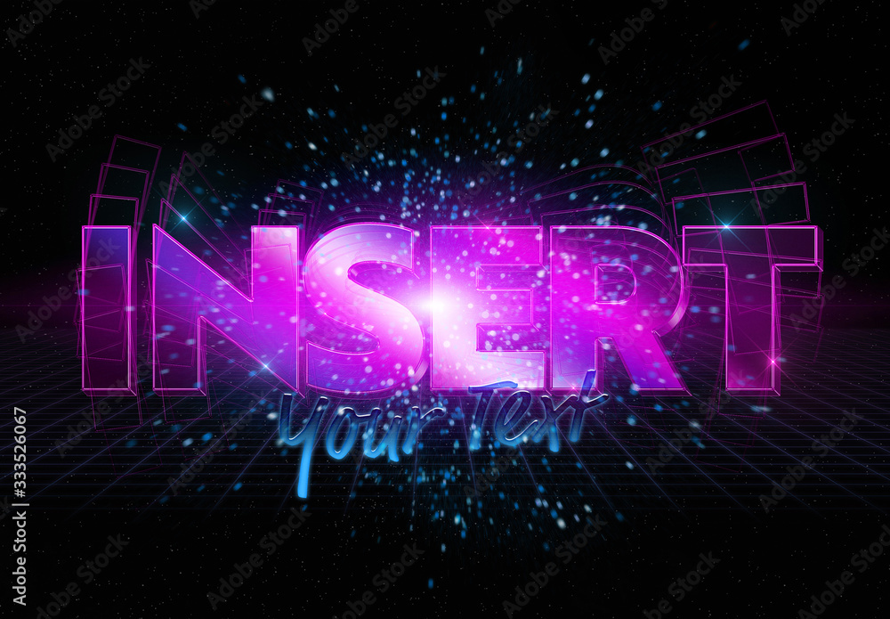 Neon Purple Text Effect Mockup Stock Template | Adobe Stock