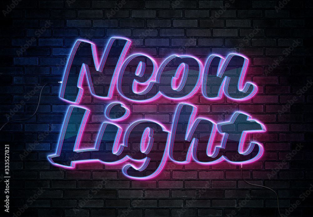 Neon Text Effect Mockup Stock Template | Adobe Stock