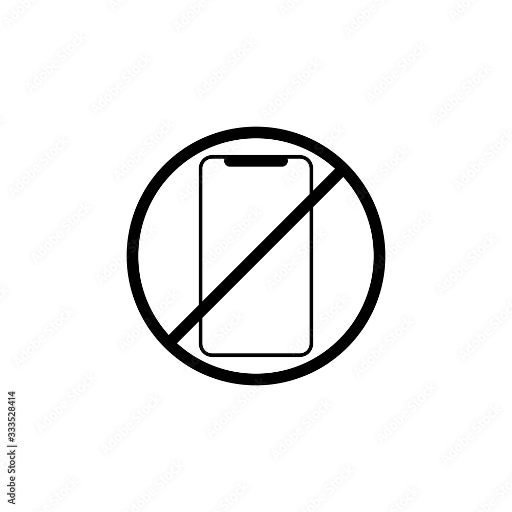 No cell phone sign or don't ring or turn off the phone icon in black on ...
