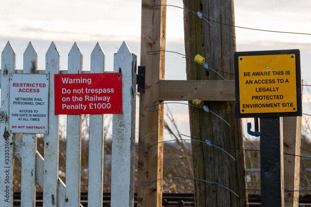Warning signs for railways Stock Photo | Adobe Stock