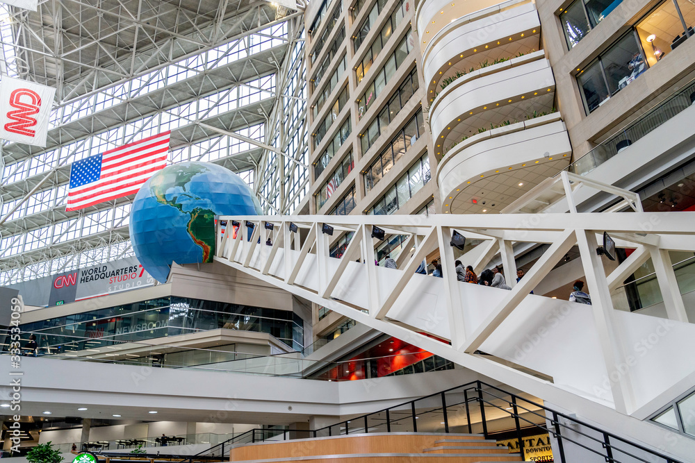 Atlanta, Georgia, USA - January 17, 2020: Interior view of CNN Center ...