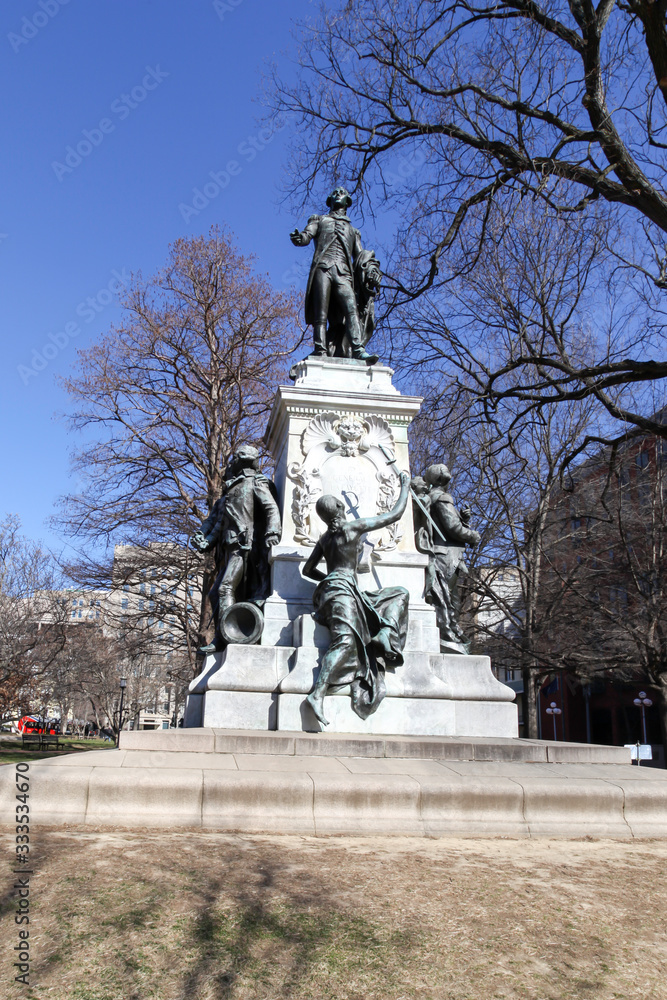 General Marquis de Lafayette Statue in Lafayette Square near white ...