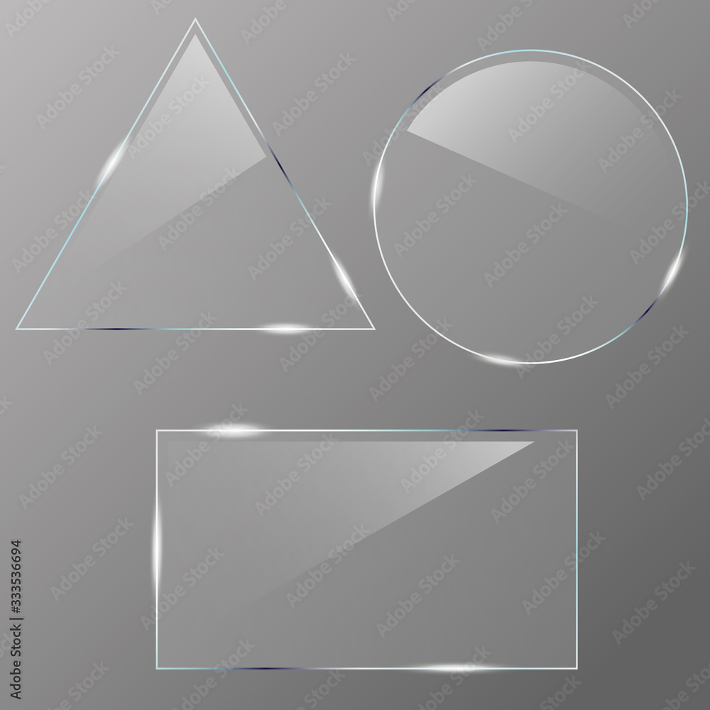Vecteur Stock Set of realistic glass. Realistic clear glass in ...
