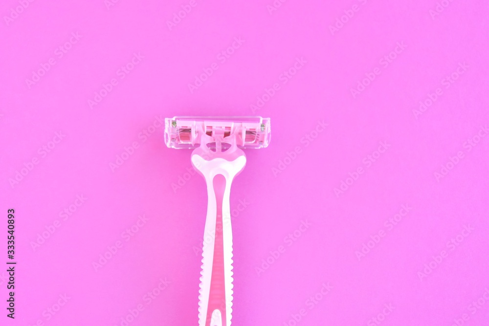 New pink disposable razors for safe shaving of female skin with ...