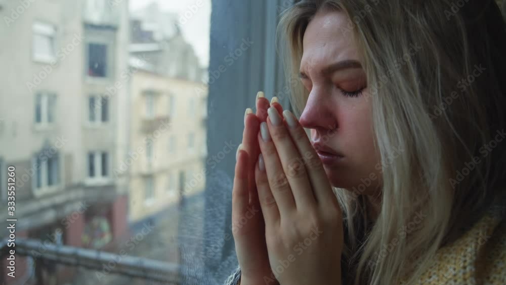Wideo Stock: Upset young miserable woman suffers fever or cold looks ...