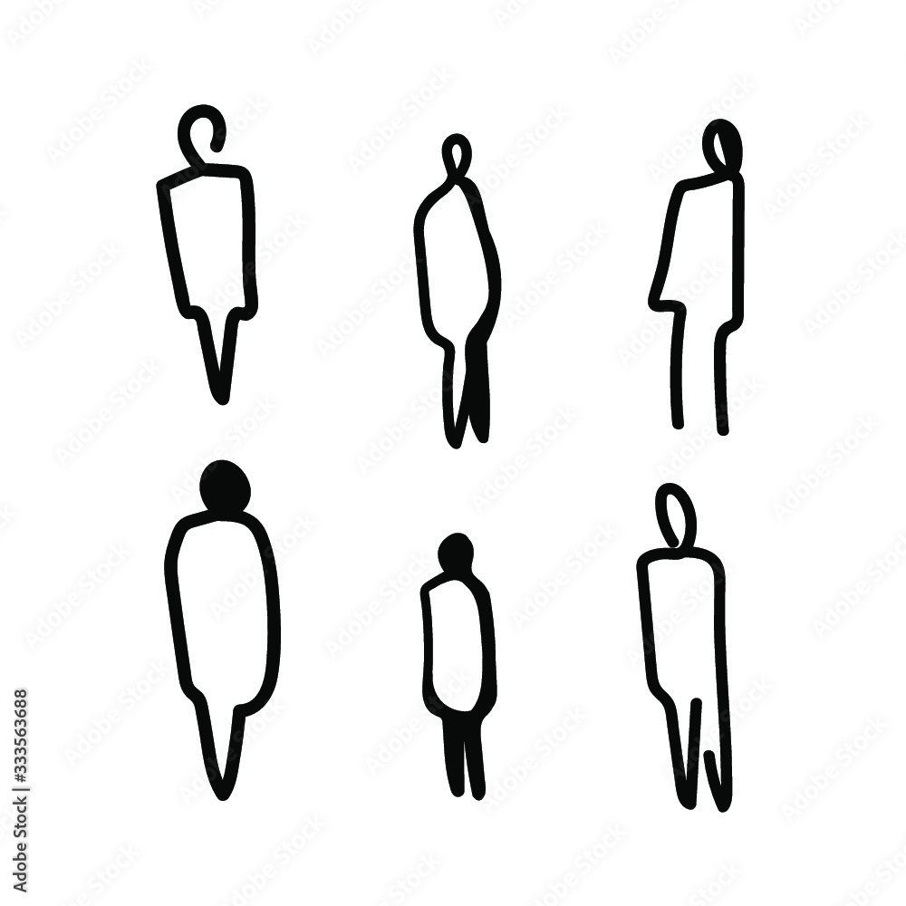 Vector Illustration Outline Silhouettes Of People Contour Drawing