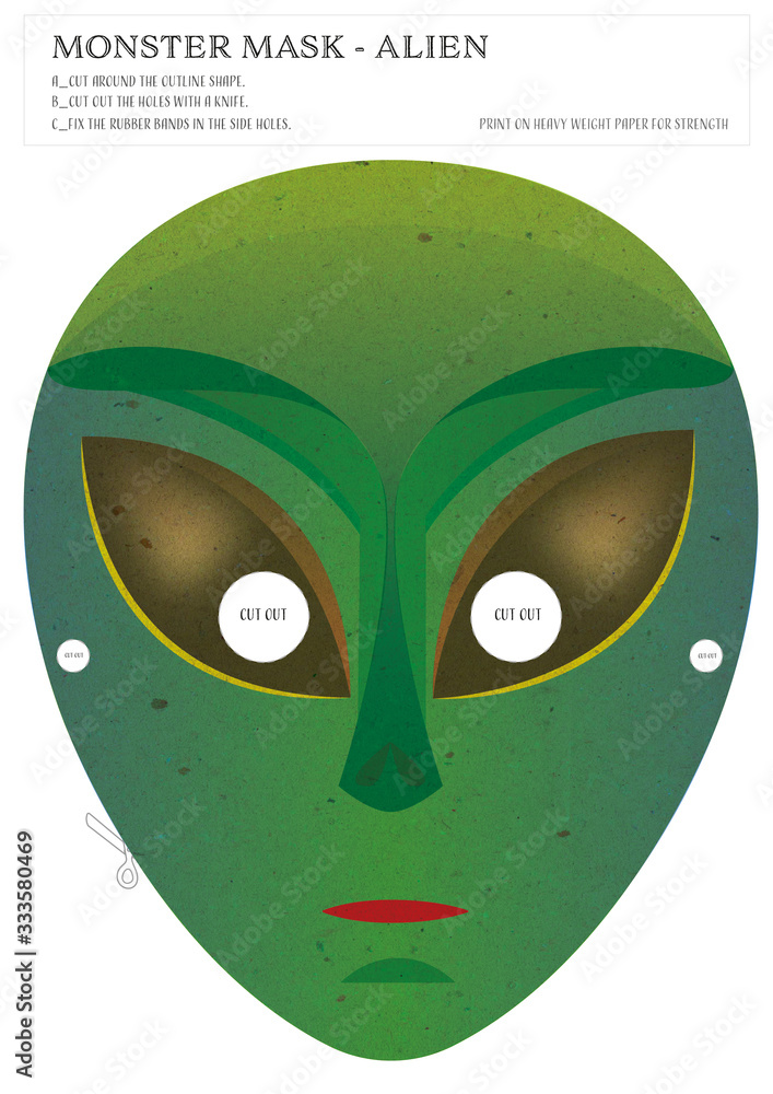Alien printable monster mask Stock Illustration | Adobe Stock