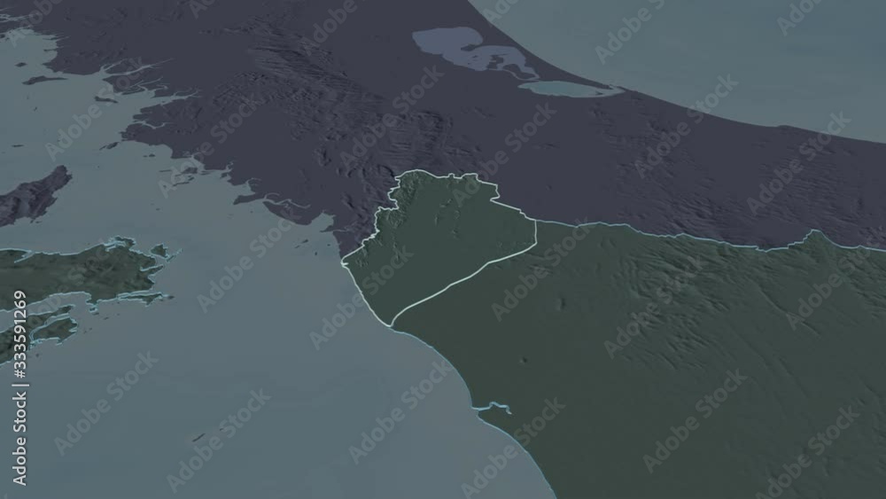 Perlis, state with its capital, zoomed and extruded on the ...