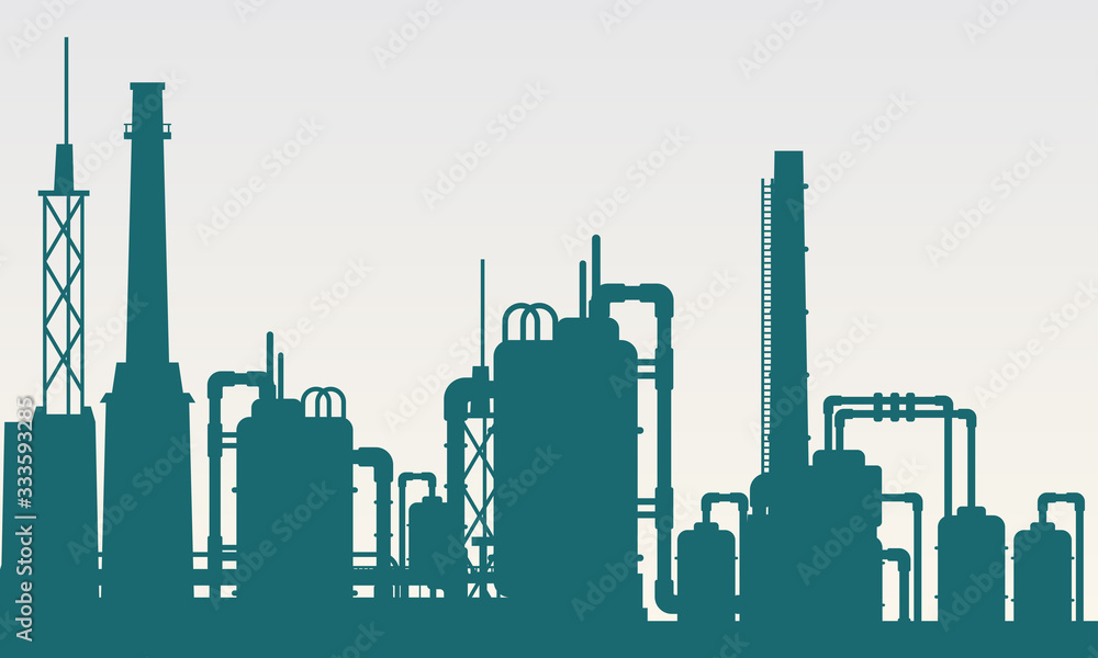 Vector illustration of industrial processing factory building. Suitable ...