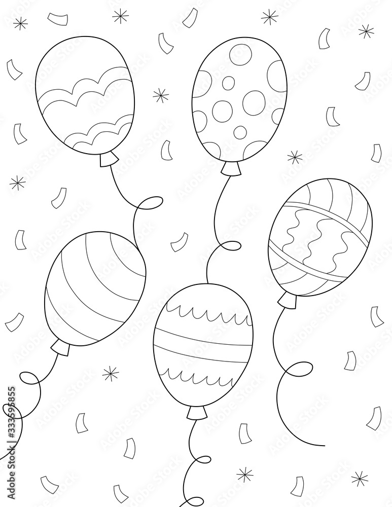 balloons coloring page. you can print it on standard 8.5x11 inch paper ...
