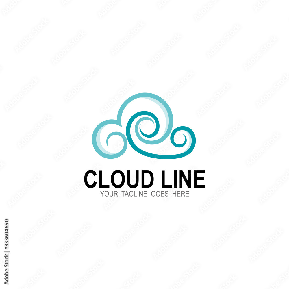 Cloud logo with line design vector, Blue icons Stock Vector | Adobe Stock