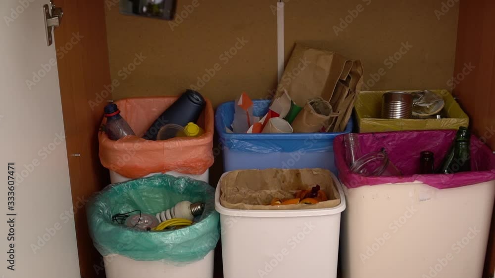 Home containers for garbage of different types. Waste management ...