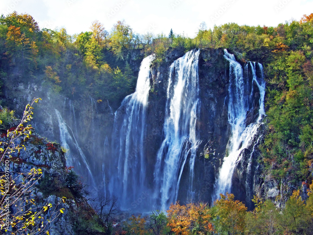 Big waterfall (Veliki slap or Slap Plitvica), Plitvice Lakes National ...