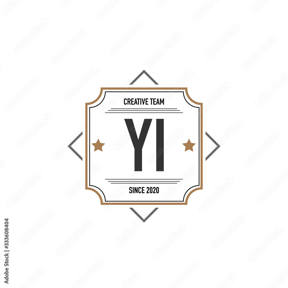 Initial Letter yi In Elegance Box Logo Design Template. Vintage circle ...