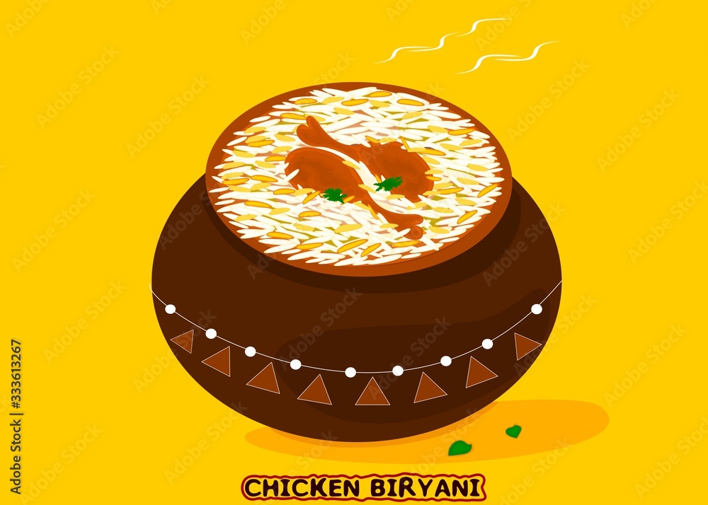 Chicken Biryani Indian Non Veg Food Vector Stock Vector | Adobe Stock