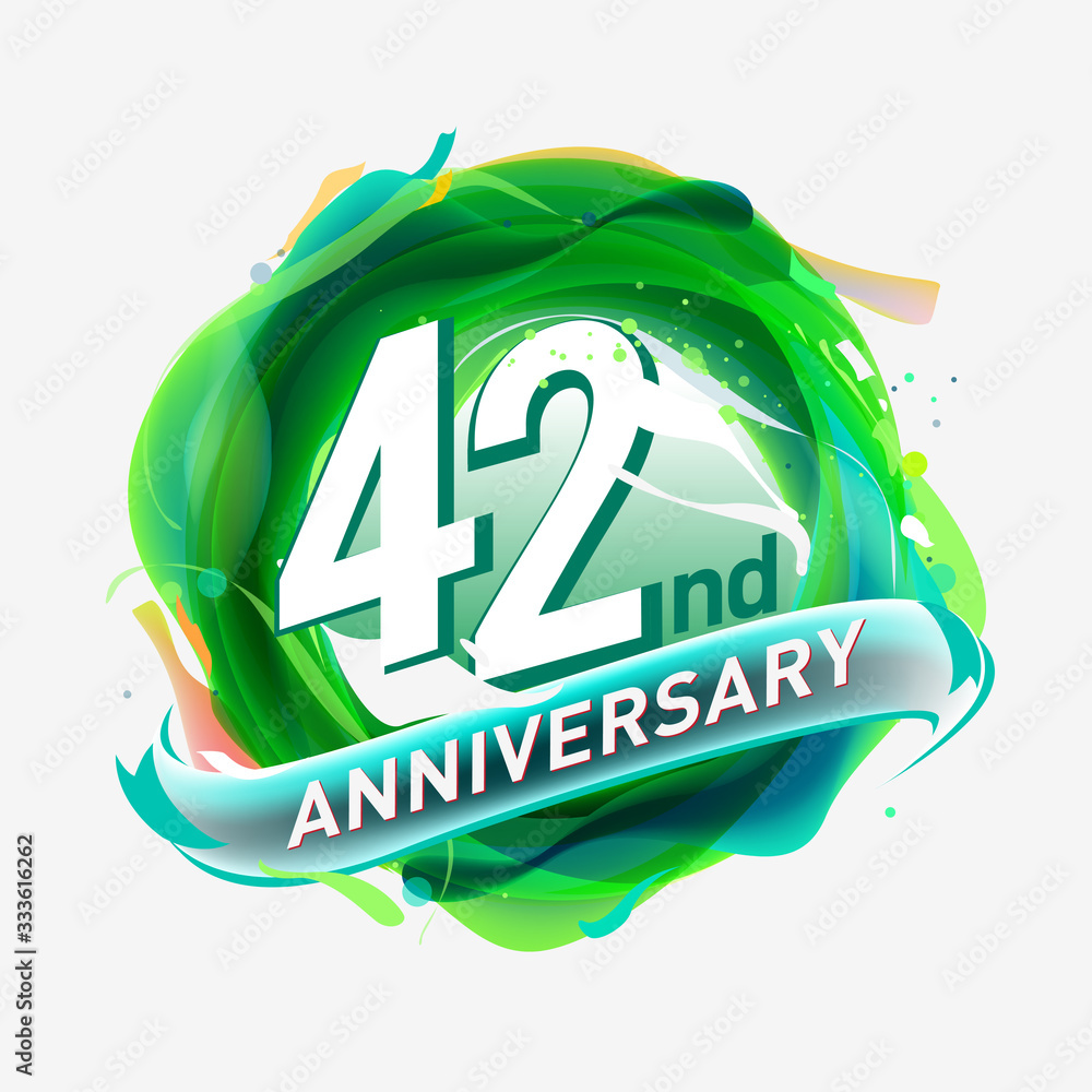 42 years Anniversary logo with colorful abstract background, vector ...