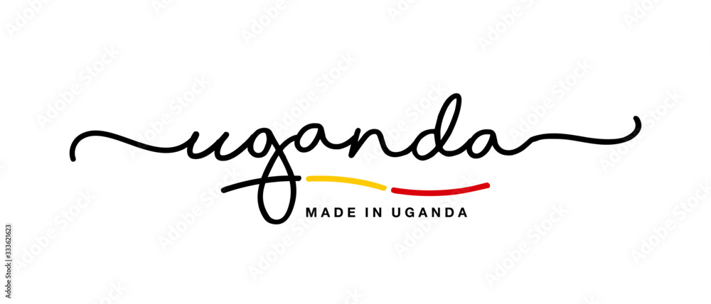Made in Uganda handwritten calligraphic lettering logo sticker flag ...