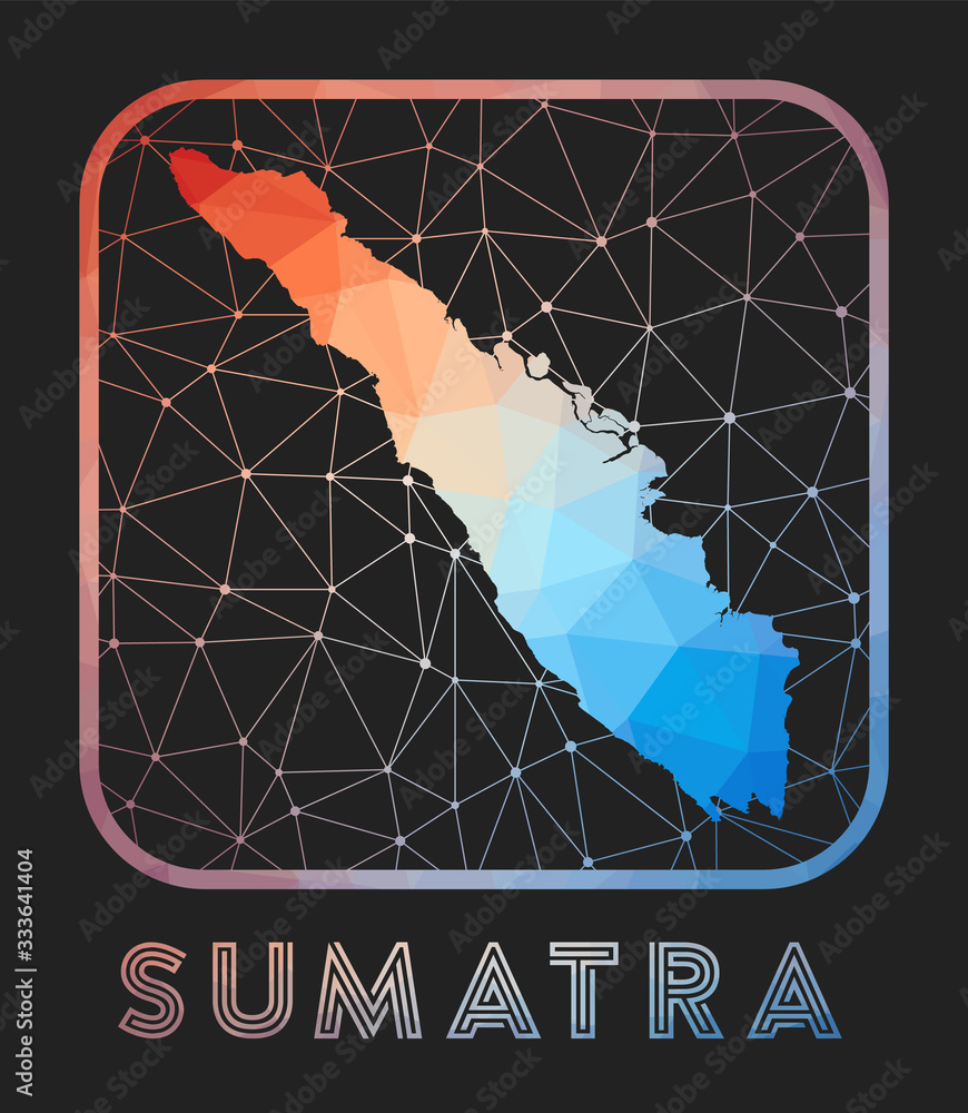 Sumatra map design. Vector low poly map of the island. Sumatra icon in ...