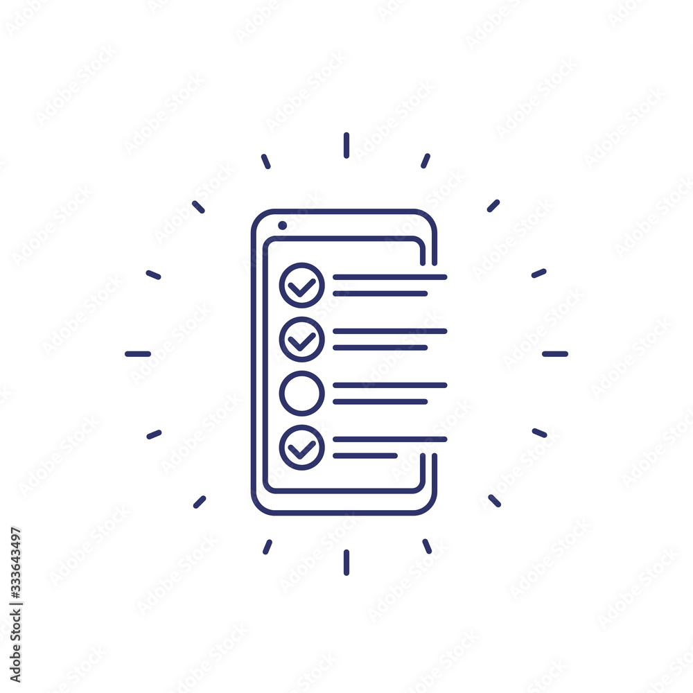 online survey form in phone, checklist, feedback line icon Stock Vector ...