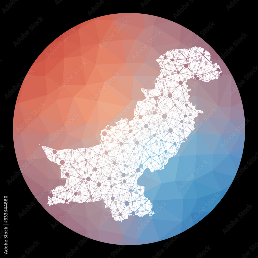 Vector network Pakistan map. Map of the country with low poly ...