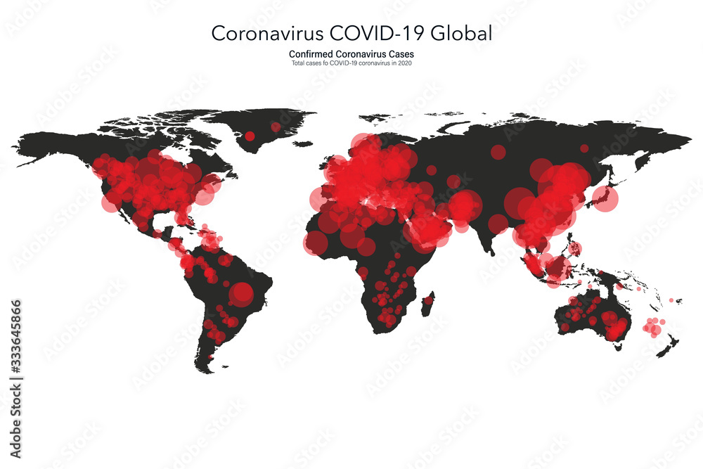 Coronavirus Covid-19 map confirmed cases report worldwide globally ...